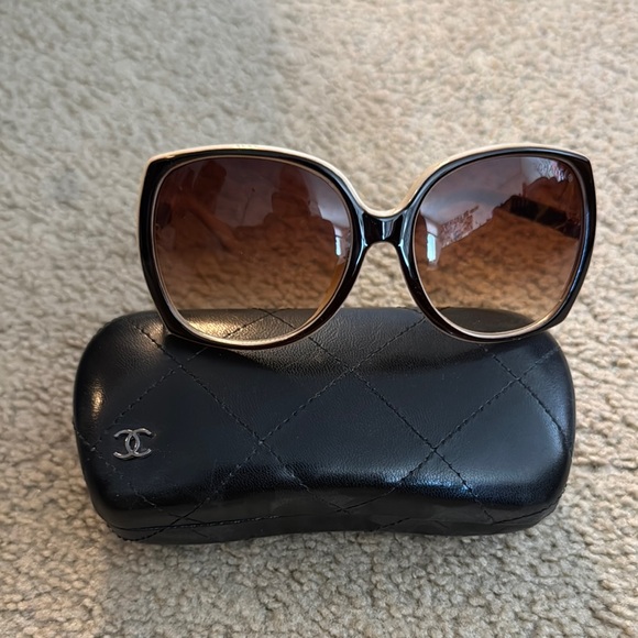 CHANEL | Accessories | Chanel Brown And Tan Sunglasses With Case | Poshmark